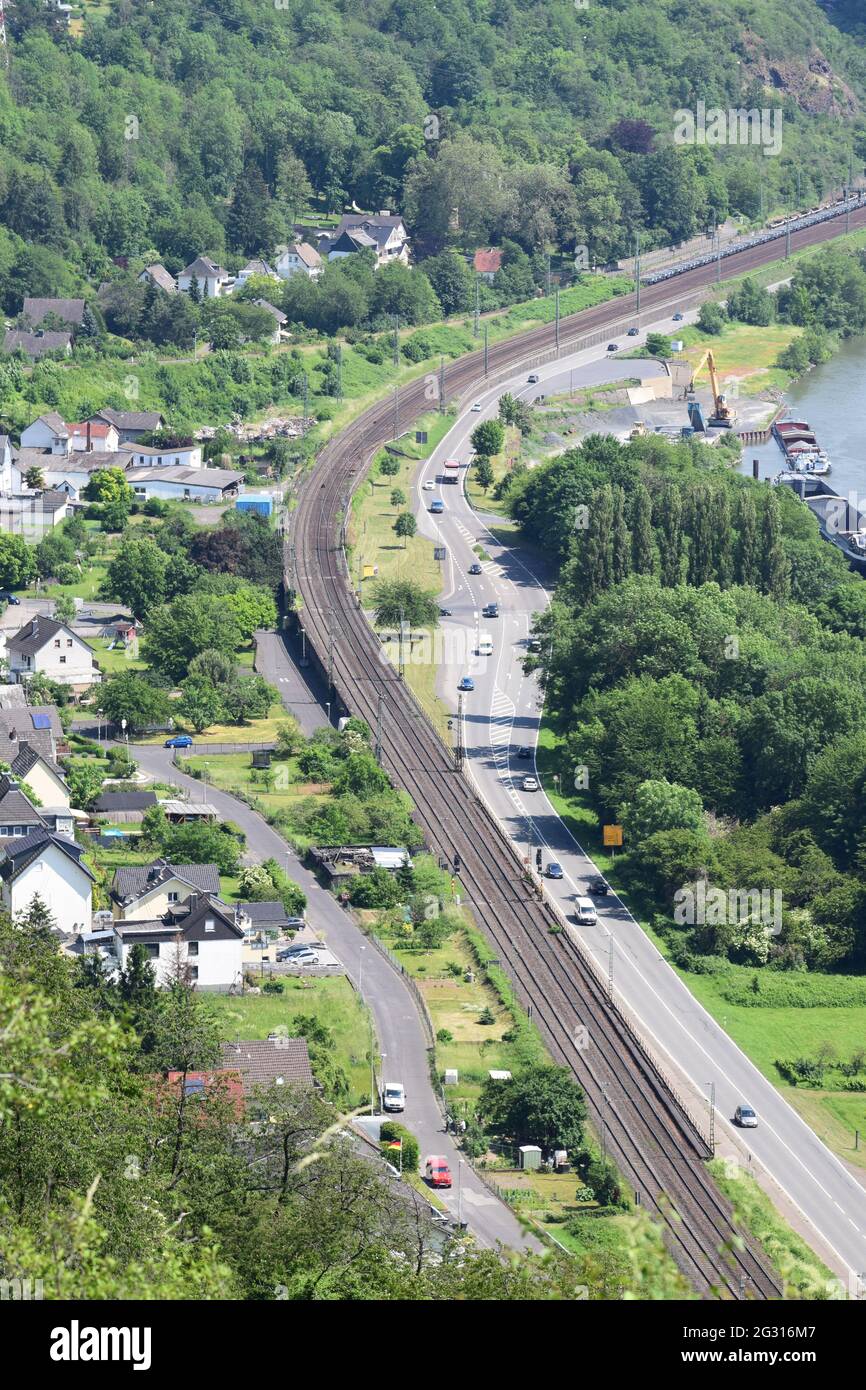 high angle view into Rhine valley between Erpel and Remagen Stock Photo ...