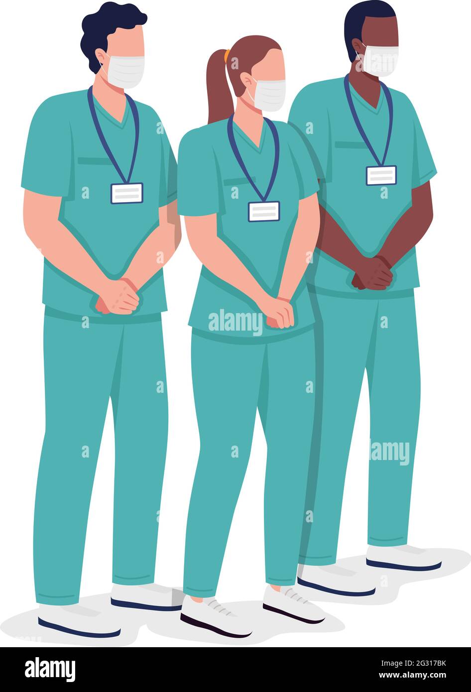 Nursing group semi flat color vector characters Stock Vector Image ...