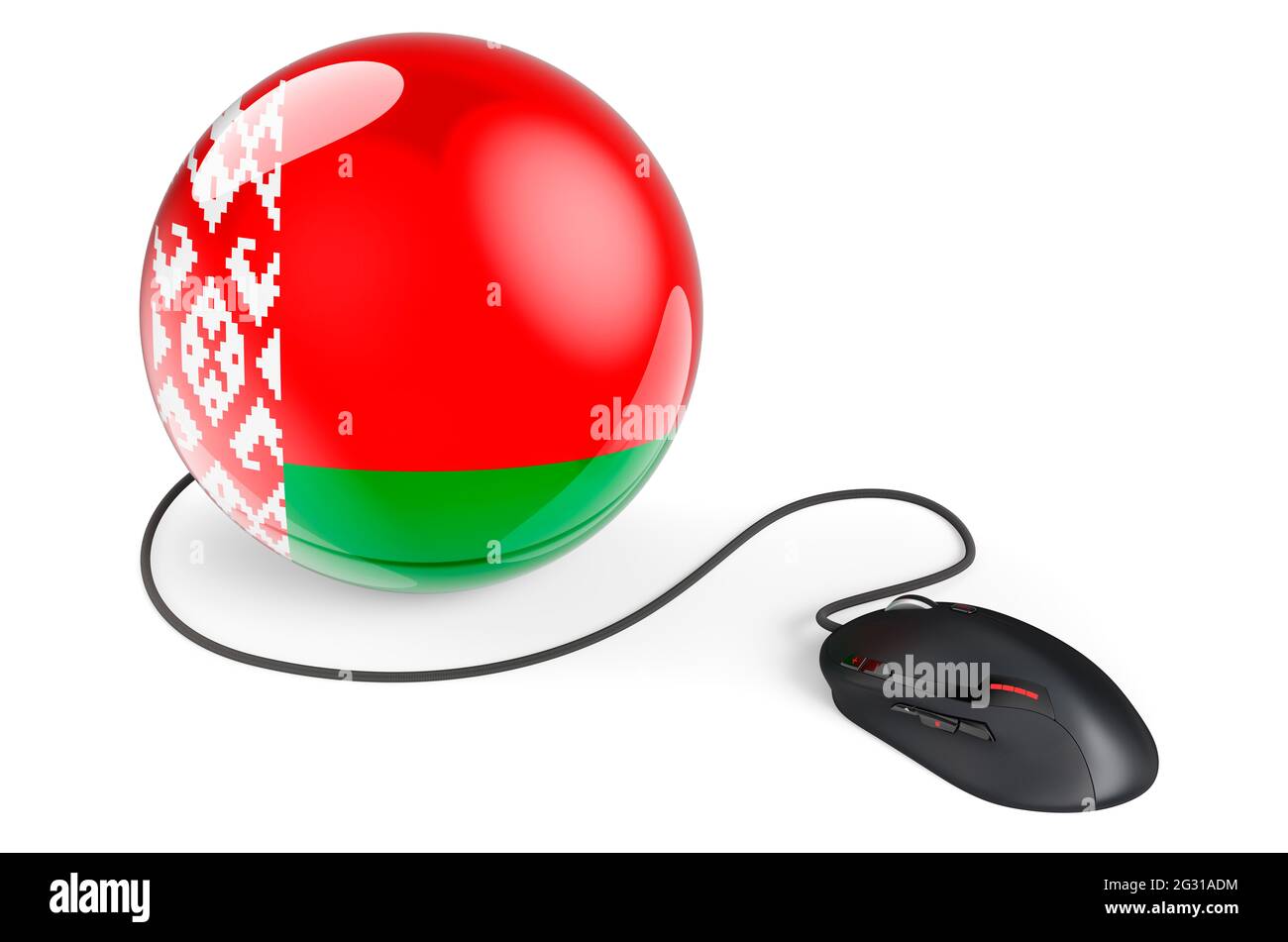 Computer mouse with Belarusian flag. Internet network in Belarus ...