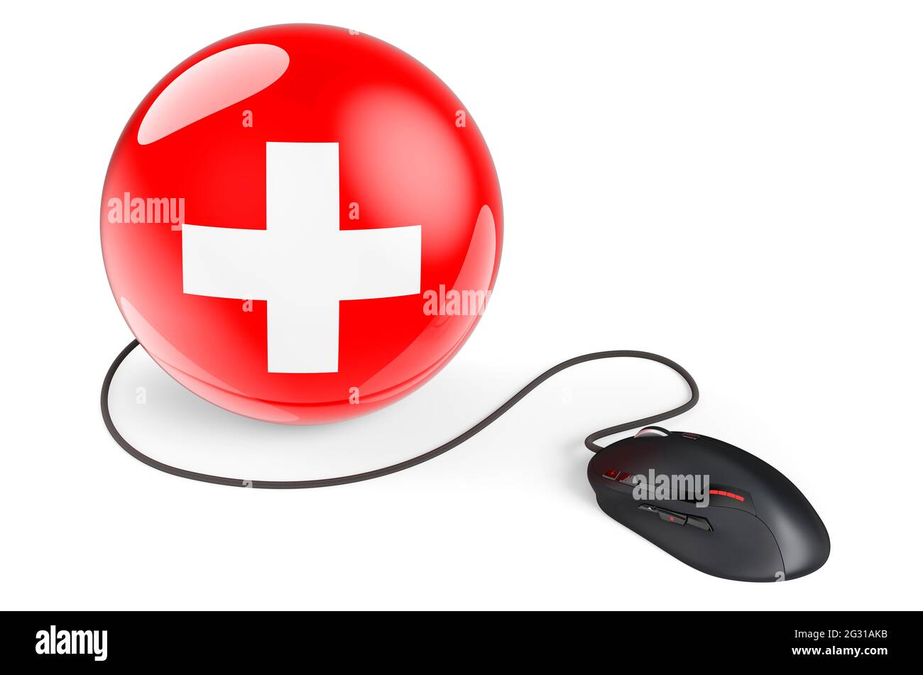 Computer mouse with Swiss flag. Internet network in Switzerland concept ...