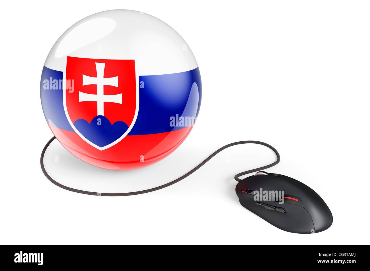 Computer mouse with Slovak flag. Internet network in Slovakia concept ...