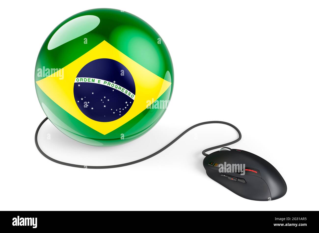 Computer mouse with Brazilian flag. Internet network in Brazil concept ...