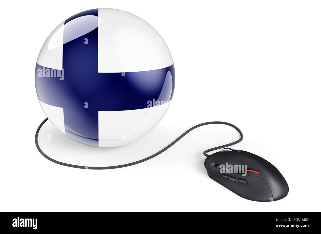 Computer mouse with Finnish flag. Internet network in Finland concept ...