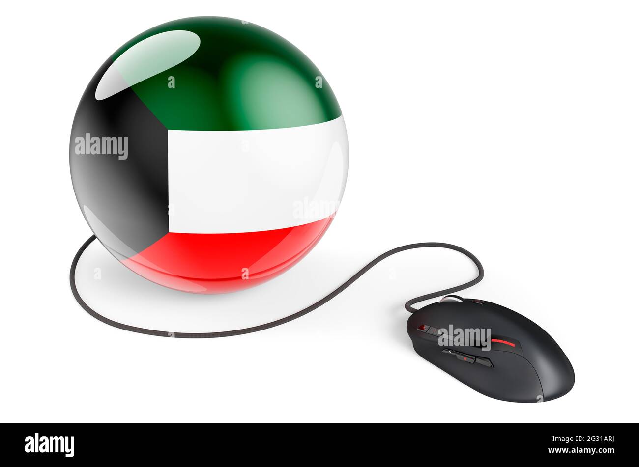 Computer mouse with Kuwaiti flag. Internet network in Kuwait concept ...
