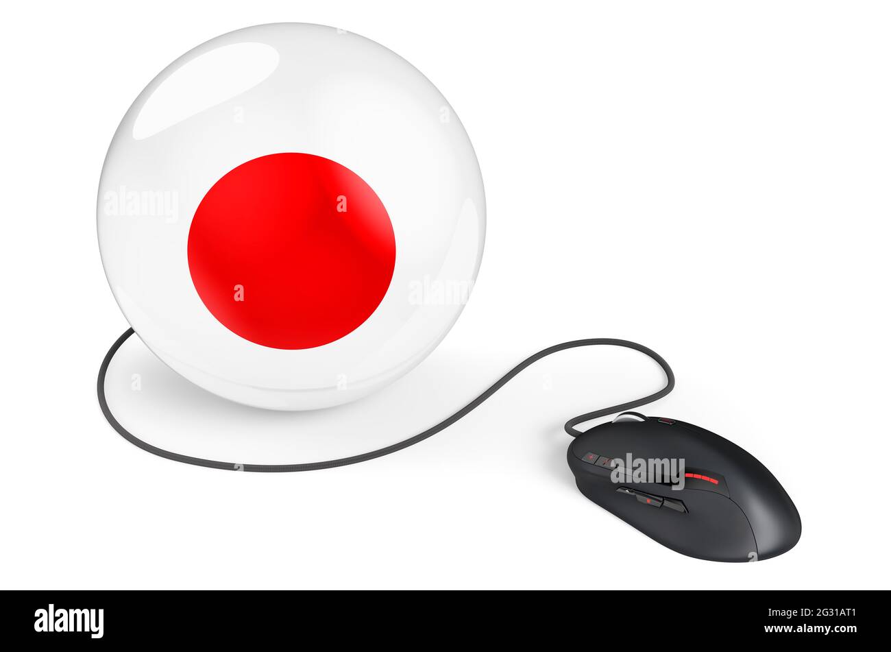 Computer mouse with Japanese flag. Internet network in Japan concept ...