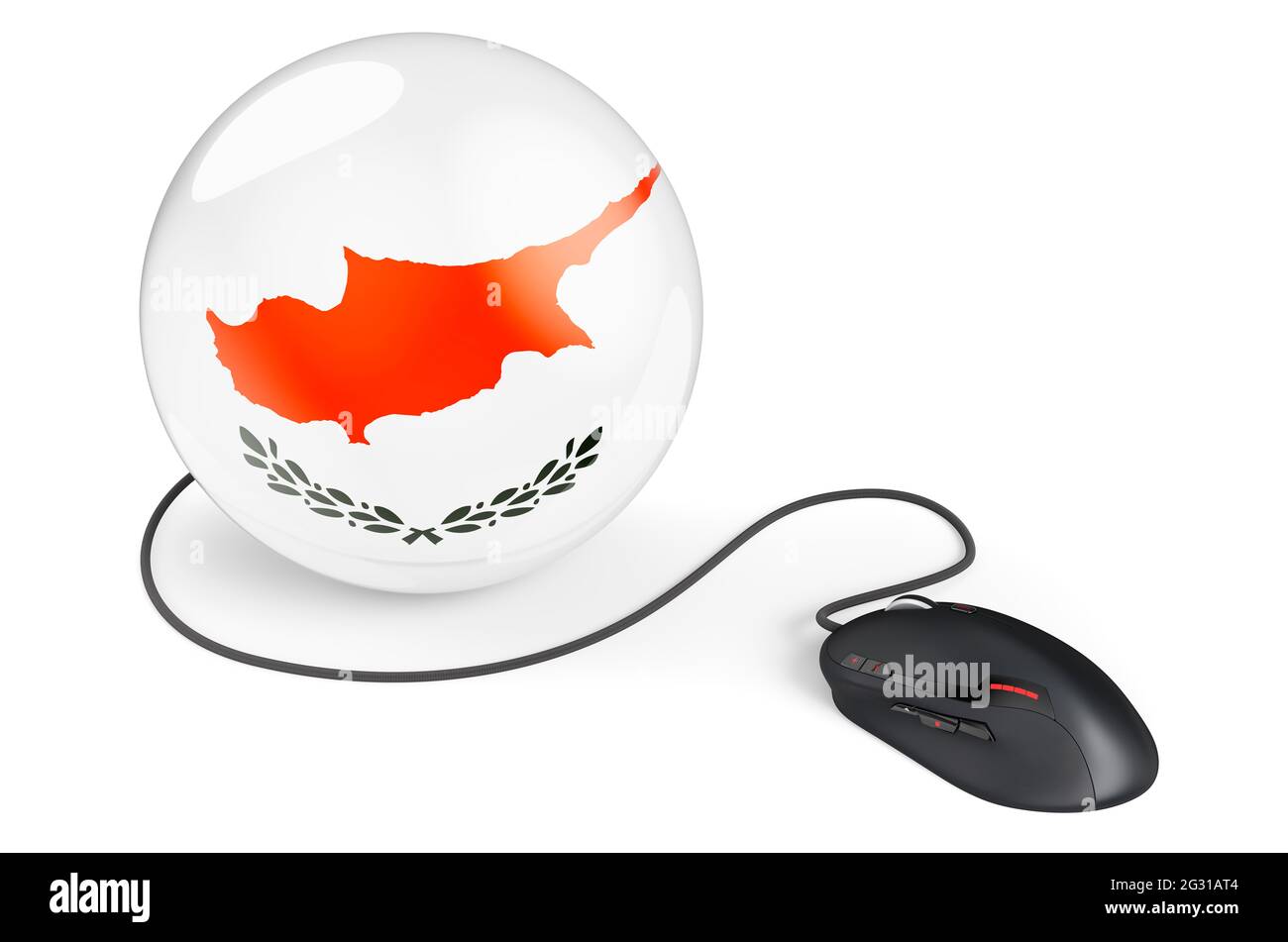 Computer mouse with Cypriot flag. Internet network in Cyprus concept ...