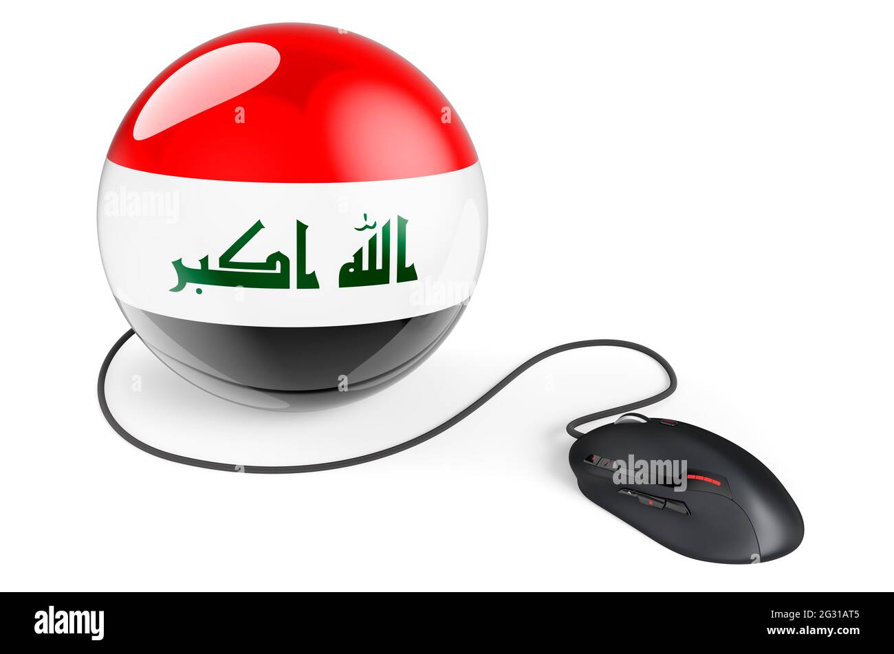 Computer mouse with Iraqi flag. Internet network in Iraq concept. 3D ...