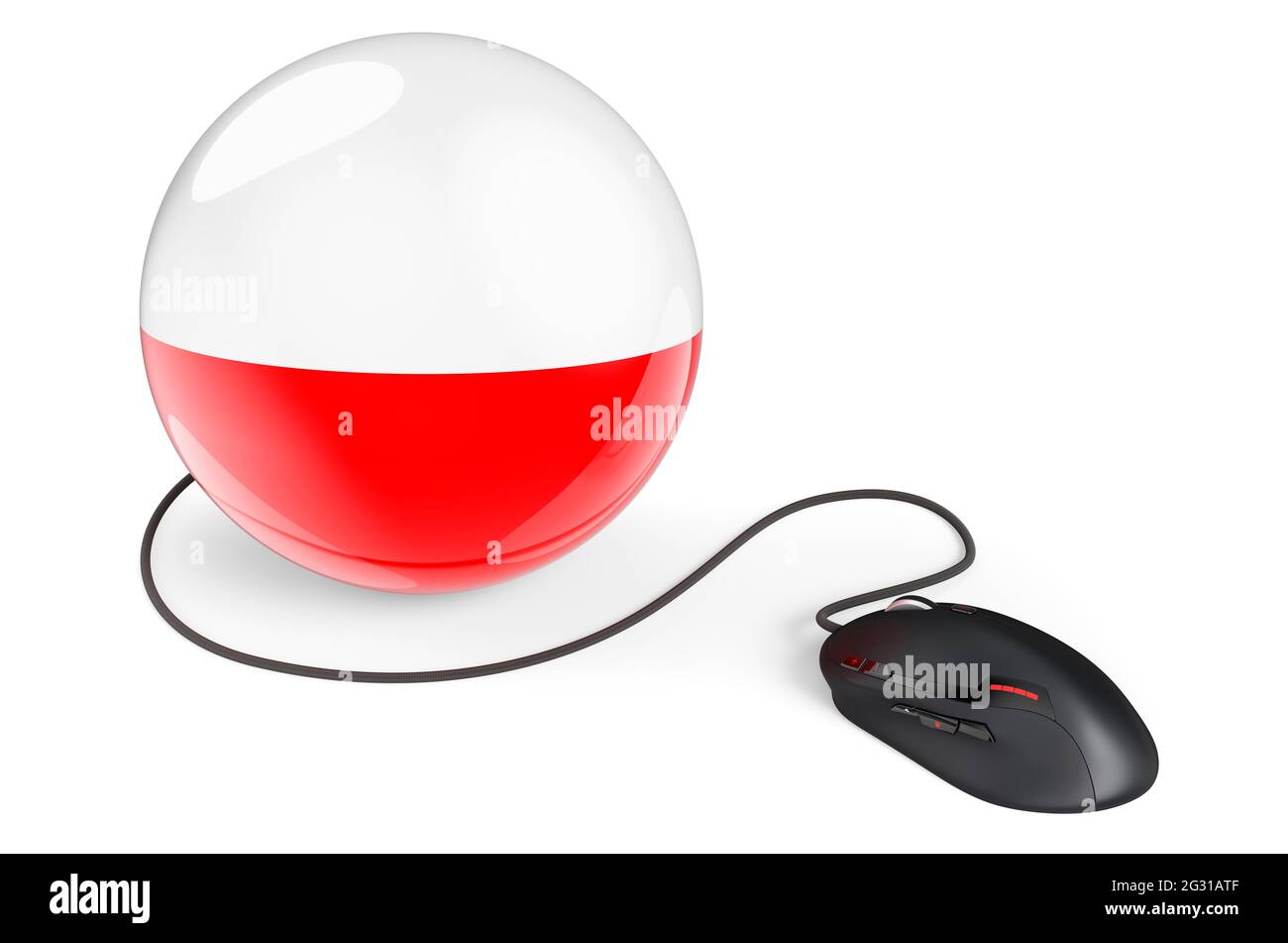 Computer mouse with Polish flag. Internet network in Poland concept. 3D ...