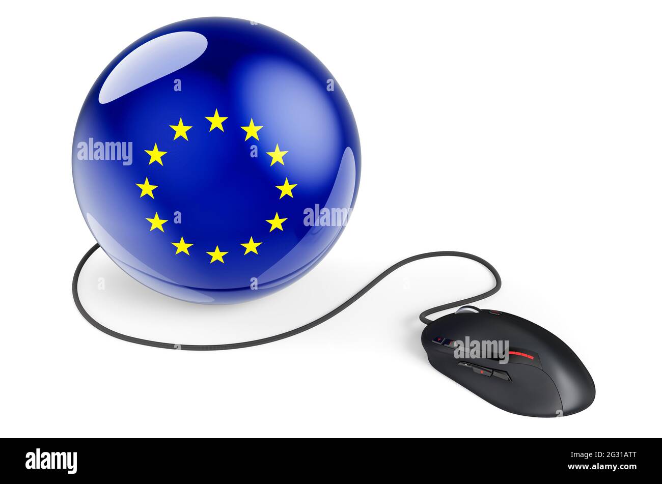 Computer mouse with The EU flag. Internet network in the European Union ...