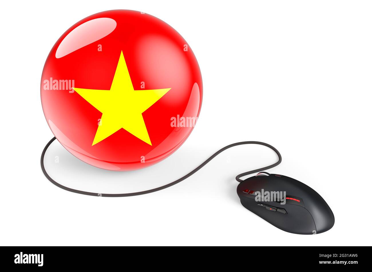 Computer mouse with Vietnamese flag. Internet network in Vietnam ...