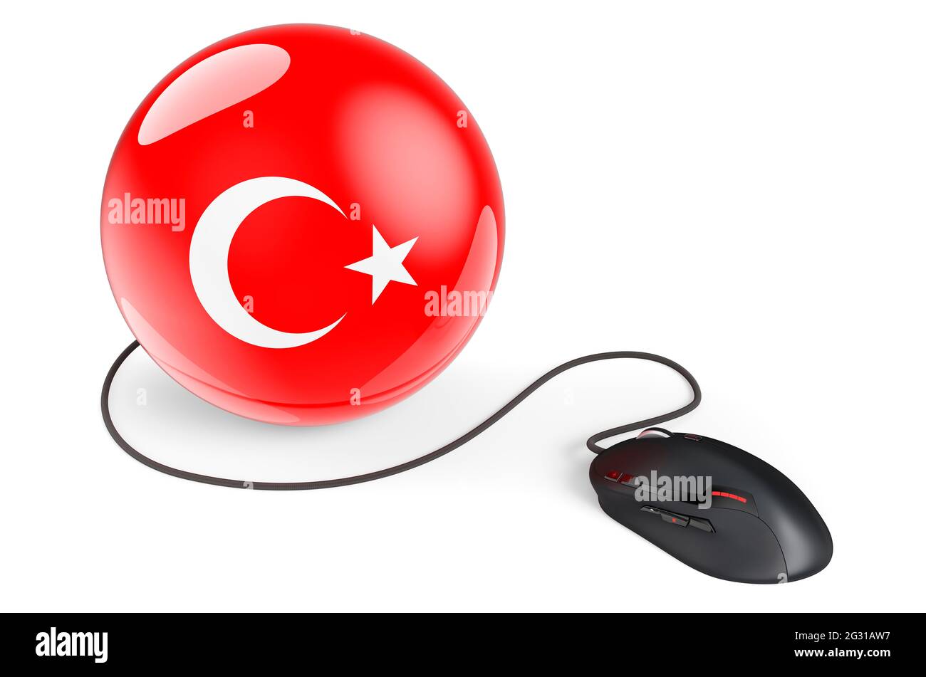 Computer mouse with Turkish flag. Internet network in Turkey concept ...