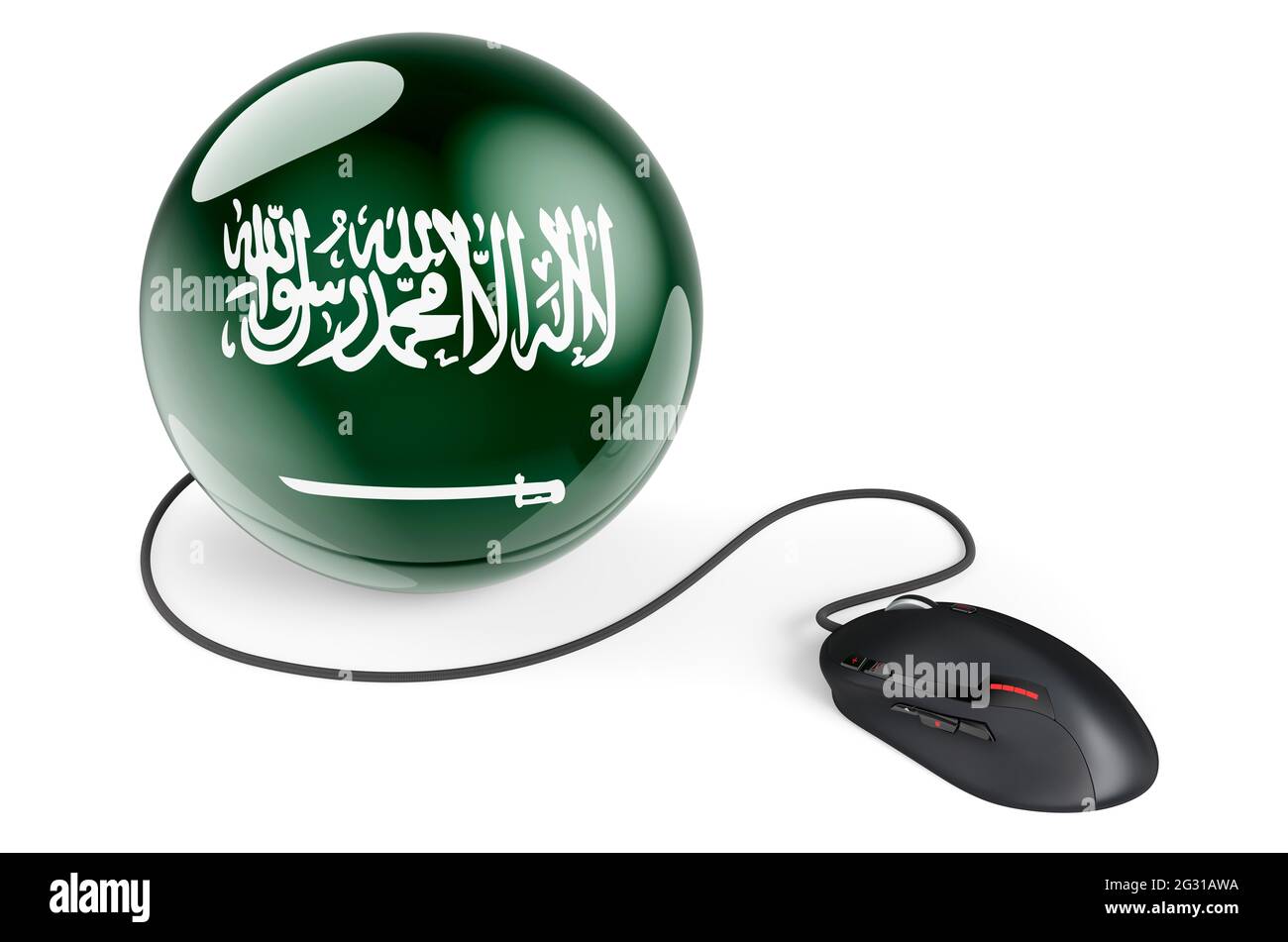 Computer mouse with Saudi Arabian flag. Internet network in Saudi ...