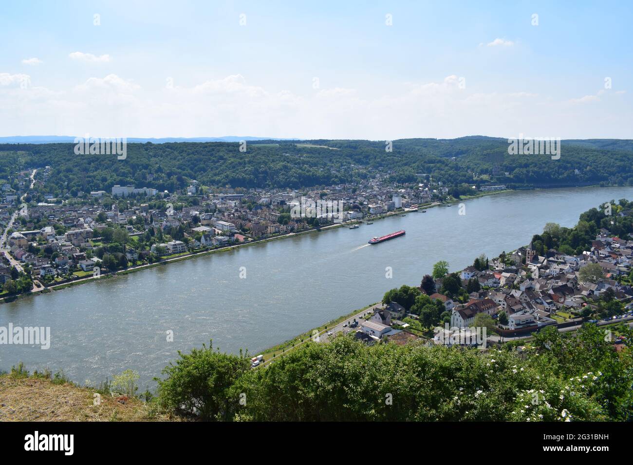 high angle view into Rhine valley between Erpel and Remagen Stock Photo ...
