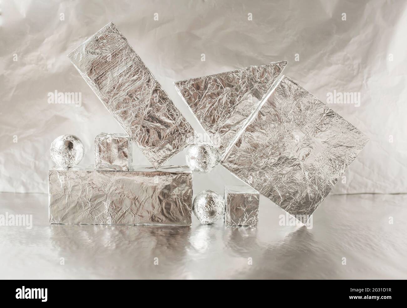 Geometric composition of several three-dimensional shapes covered with ...