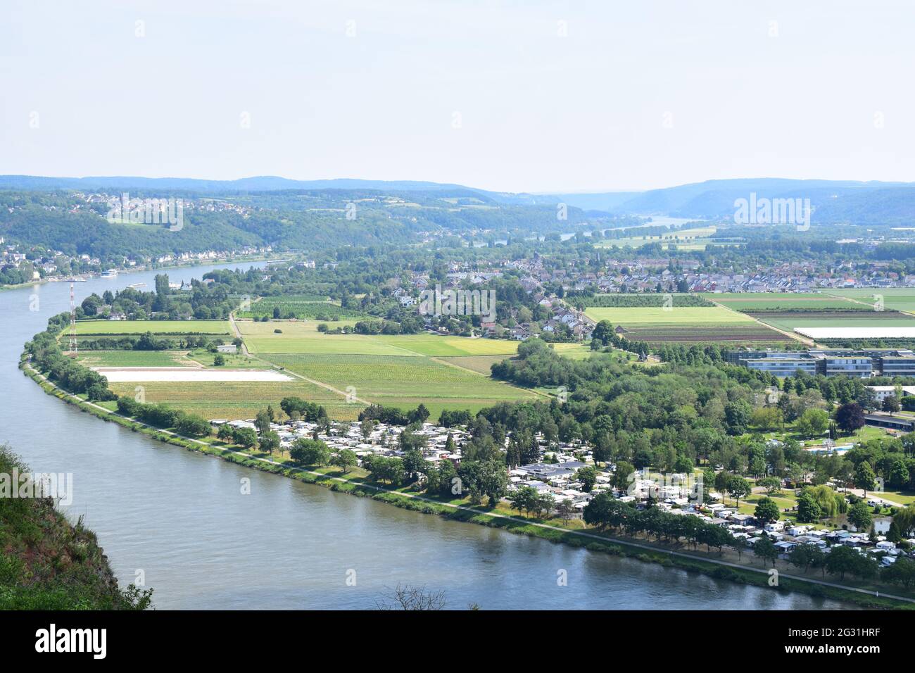 high angle view into Rhine valley between Erpel and Remagen Stock Photo ...
