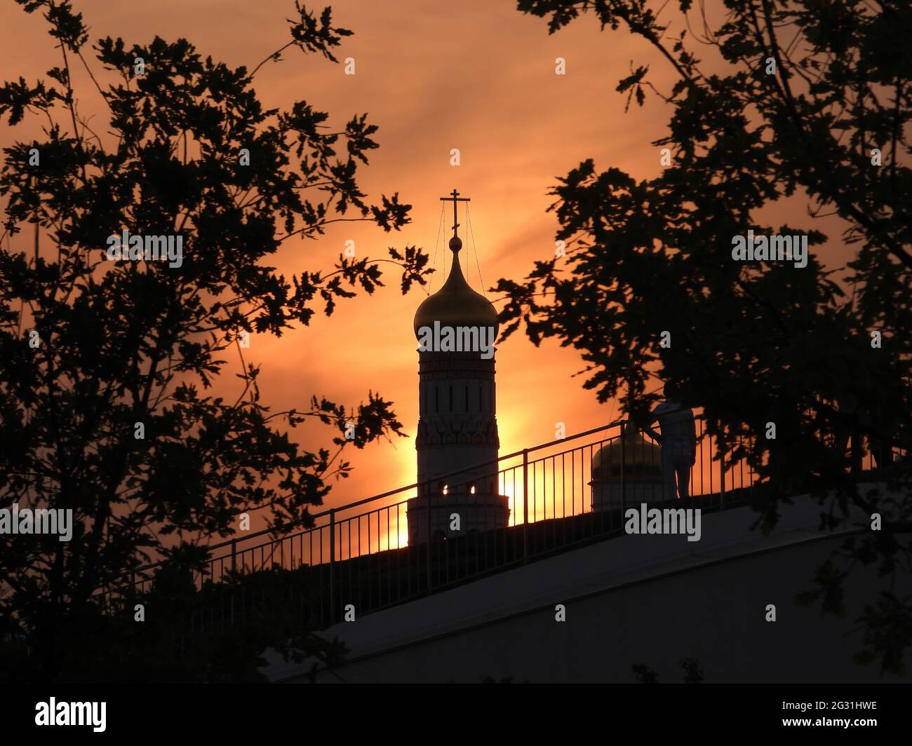 Orthodox church building against the background of a sunset Stock Photo ...