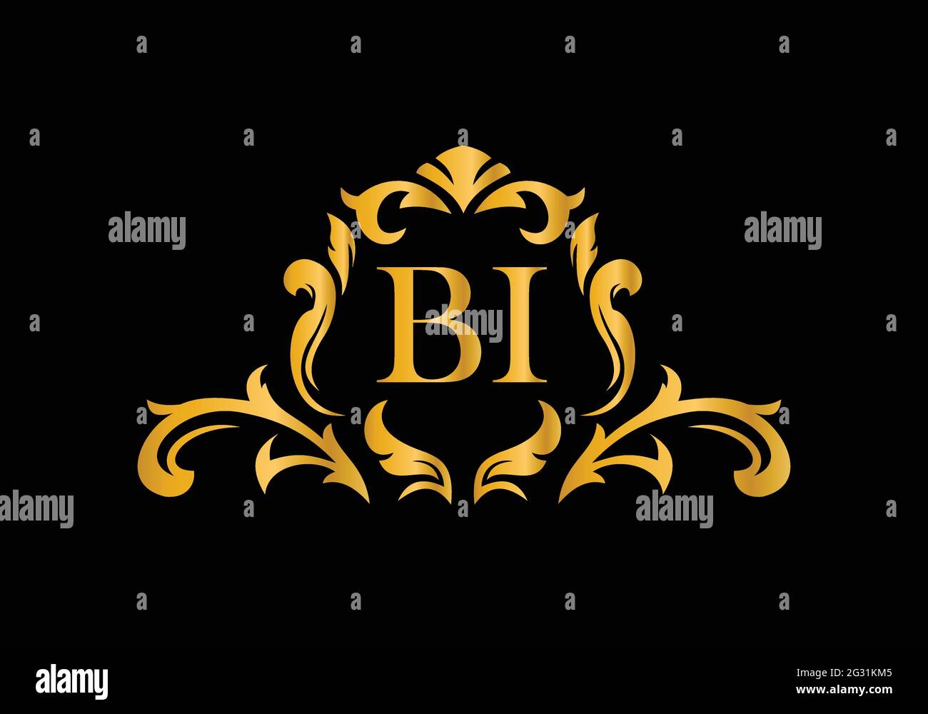 Luxury Alphabet letters BI. Golden Floral alphabet . Monogram initials ...