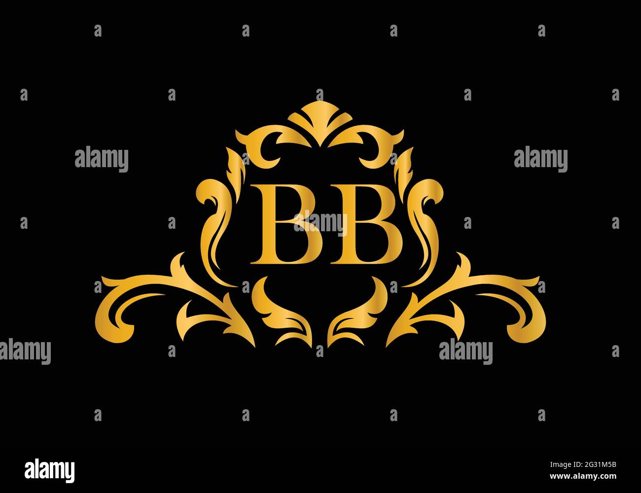 Luxury Alphabet letters BB. Golden Floral alphabet . Monogram initials ...