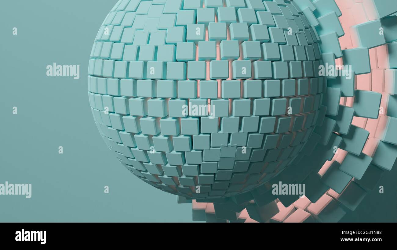 3D Illustration of cubes forming a large sphere Stock Photo - Alamy