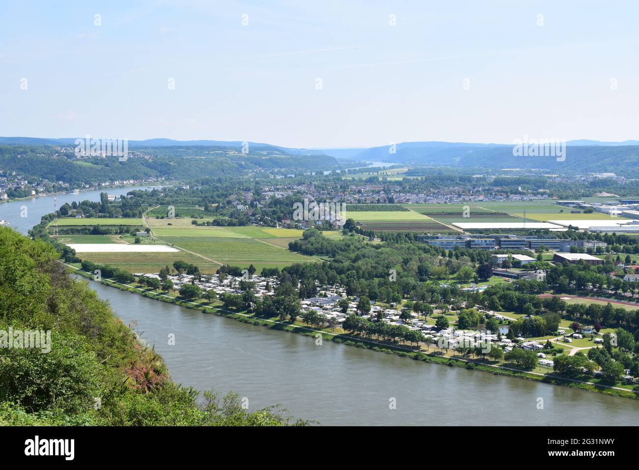 high angle view into Rhine valley between Erpel and Remagen Stock Photo ...