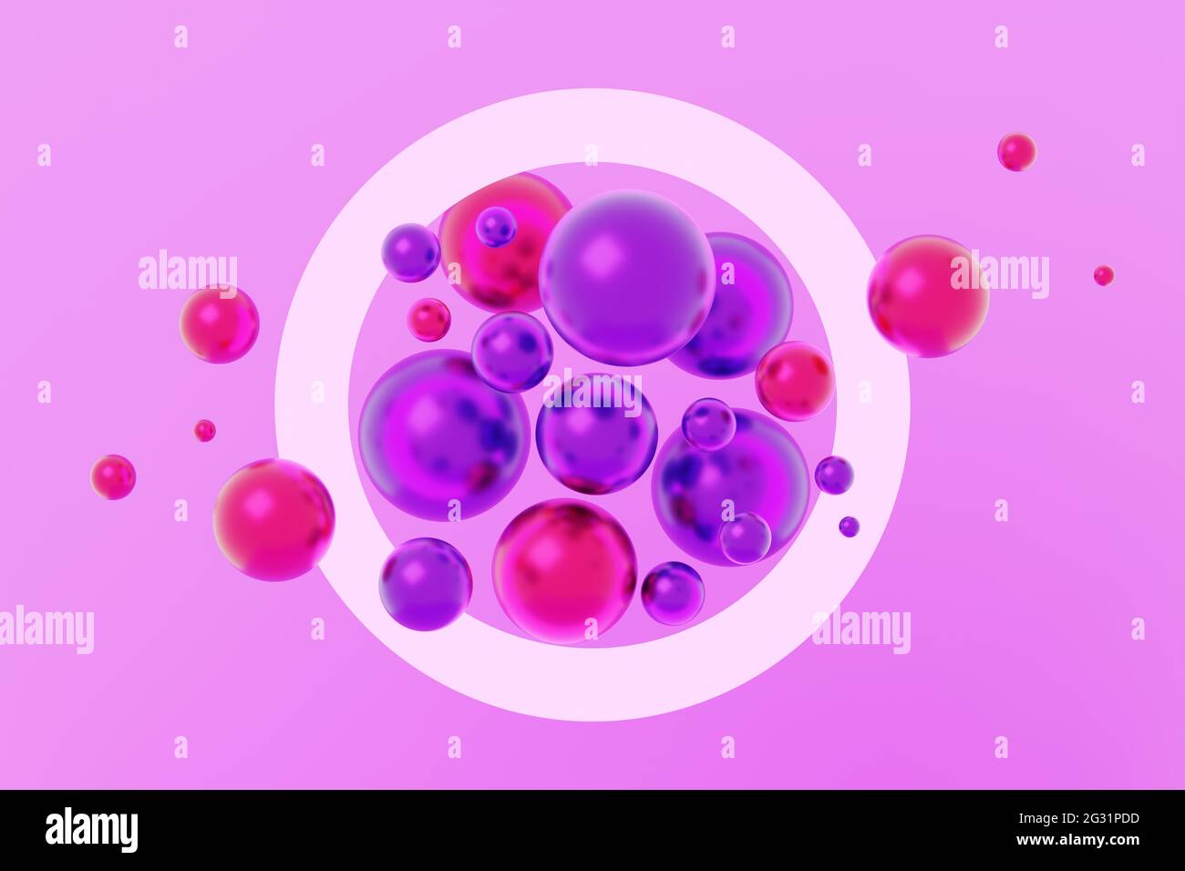 Floating spheres inside a ring. 3D illustration Stock Photo - Alamy