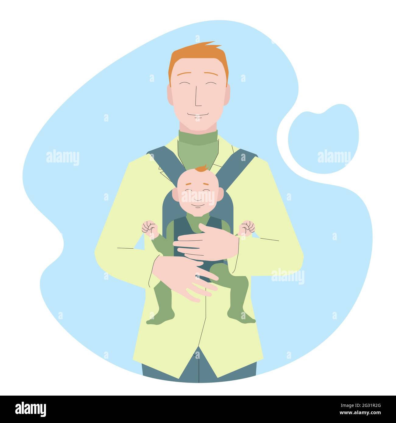 Red-haired man carrying baby. Smiling dad holding kid. Single father ...