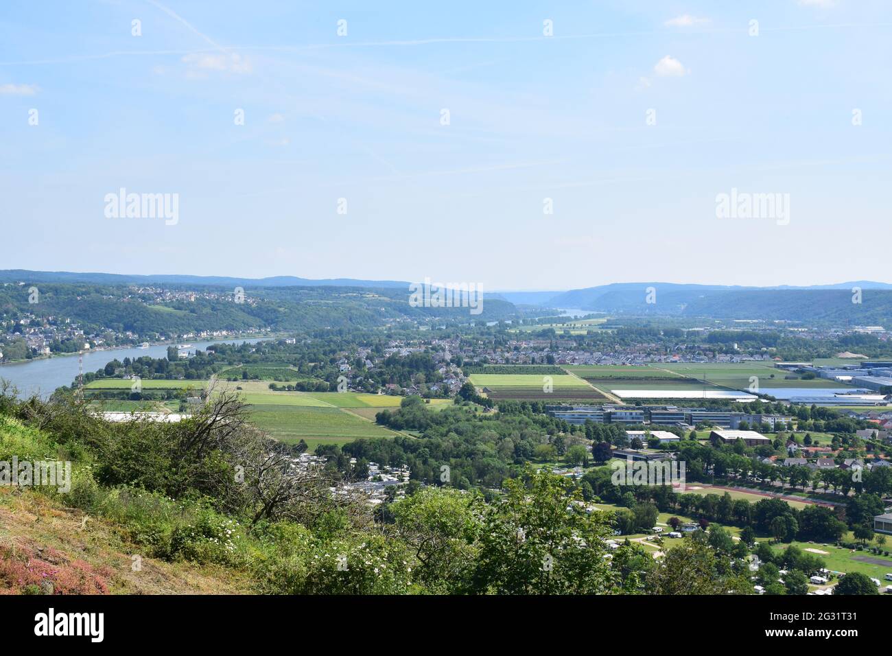 high angle view into Rhine valley between Erpel and Remagen Stock Photo ...