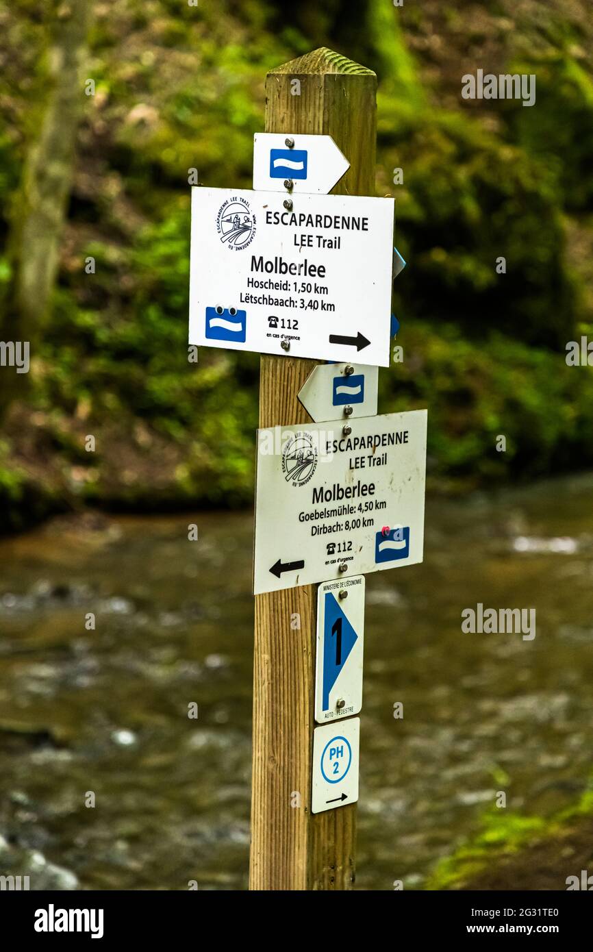 Marked hiking trails in Luxembourg Stock Photo - Alamy