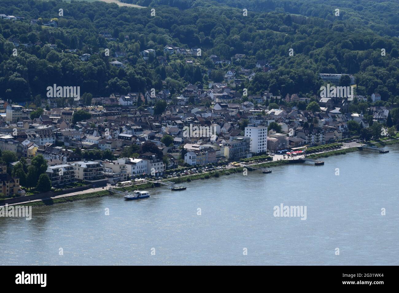 high angle view into Rhine valley between Erpel and Remagen Stock Photo ...