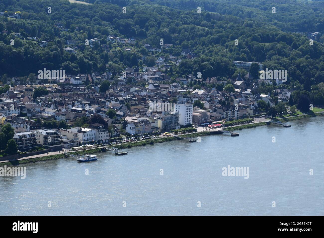 high angle view into Rhine valley between Erpel and Remagen Stock Photo ...