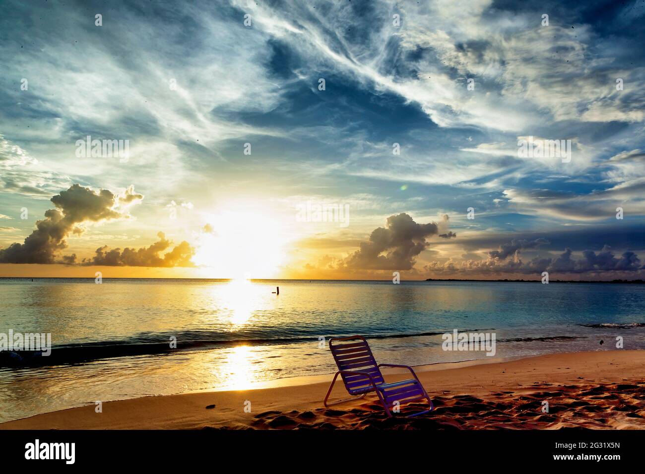 Early morning scene at a Caribbean beach resort Stock Photo - Alamy