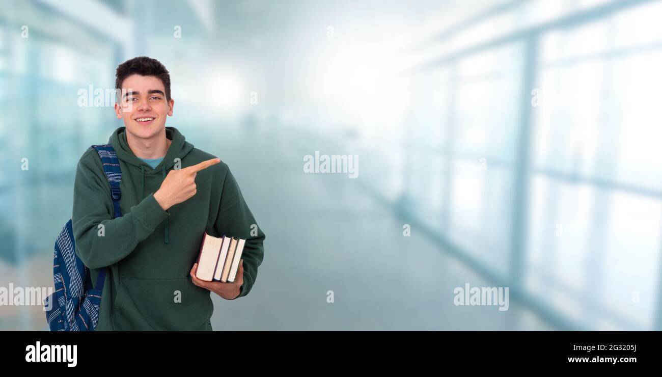 Student pointing school direction hi-res stock photography and images ...