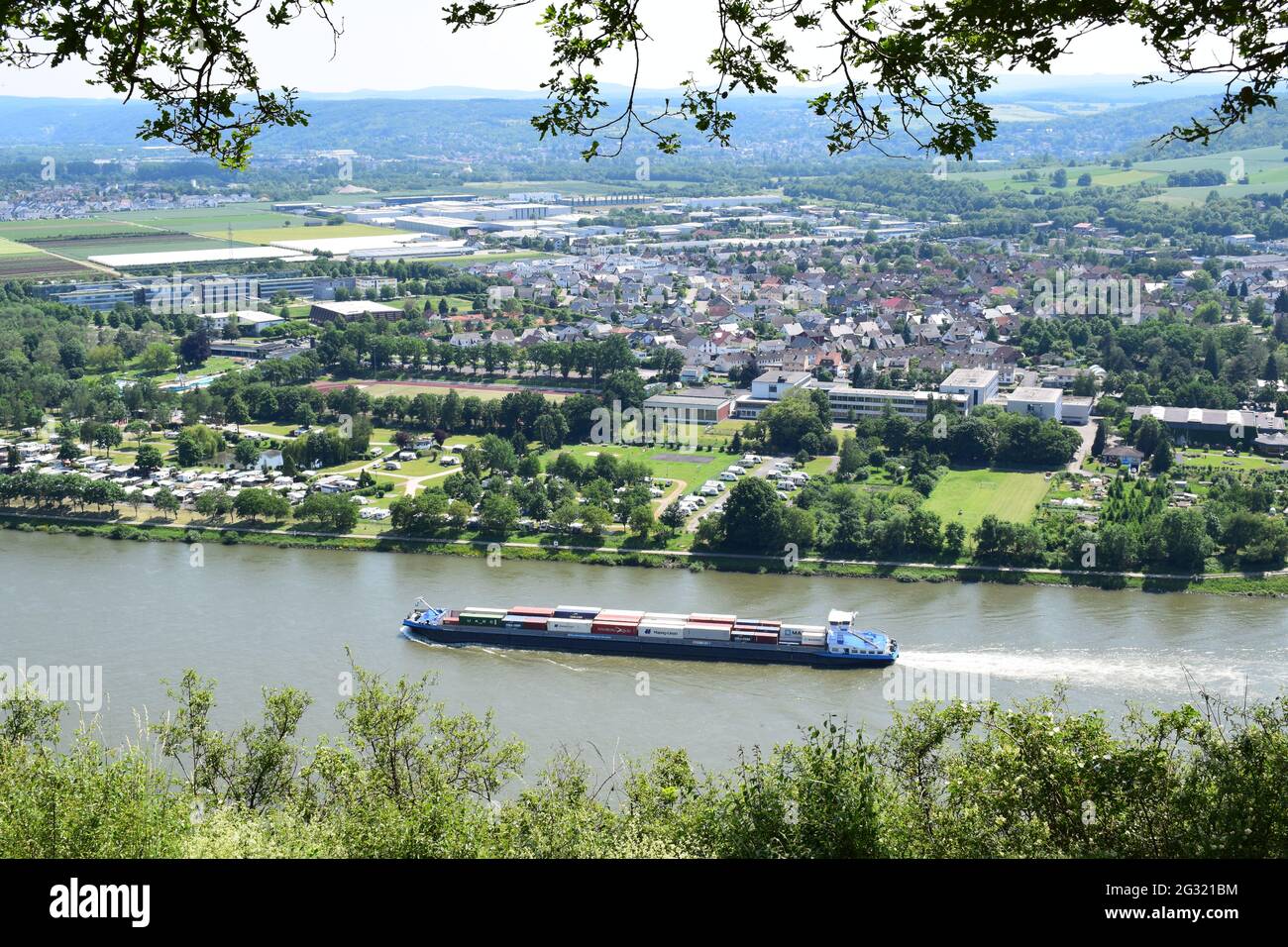 high angle view into Rhine valley between Erpel and Remagen Stock Photo ...