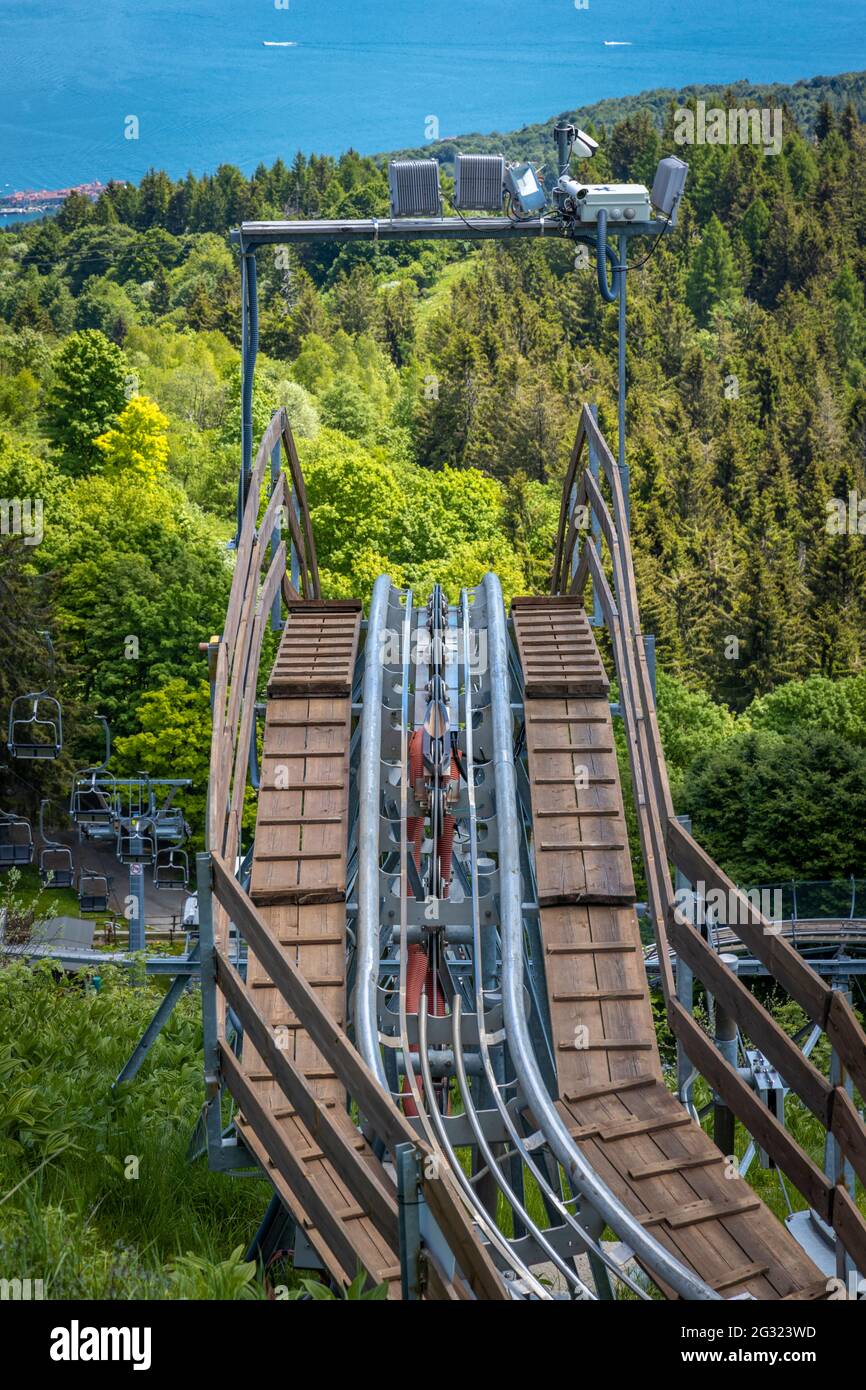 Roller Coaster on the Mount Mottarone over Stresa at the Lago Maggiore ...
