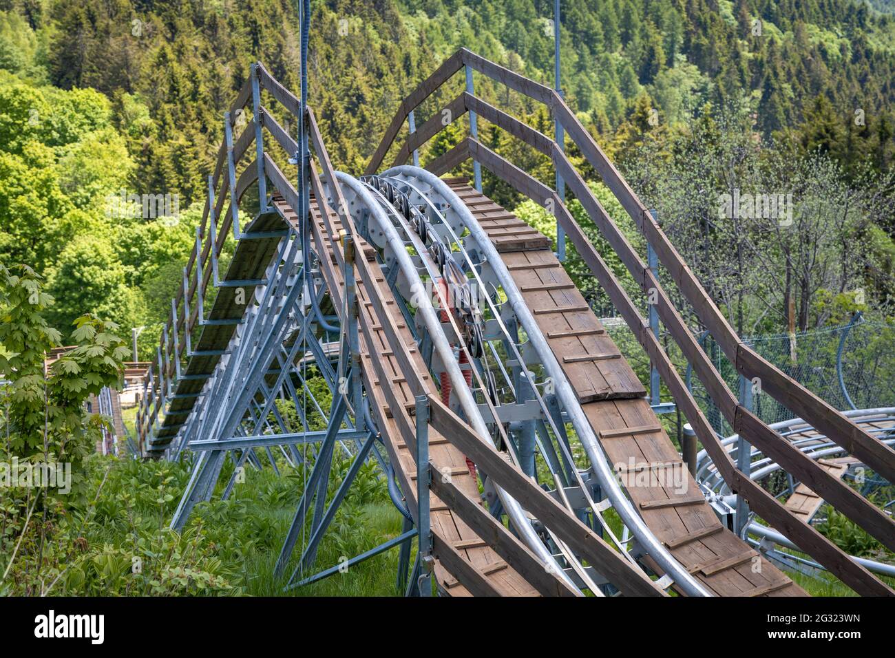 Alpine Coaster on the Mount Mottarone over Stresa at the Lago Maggiore ...