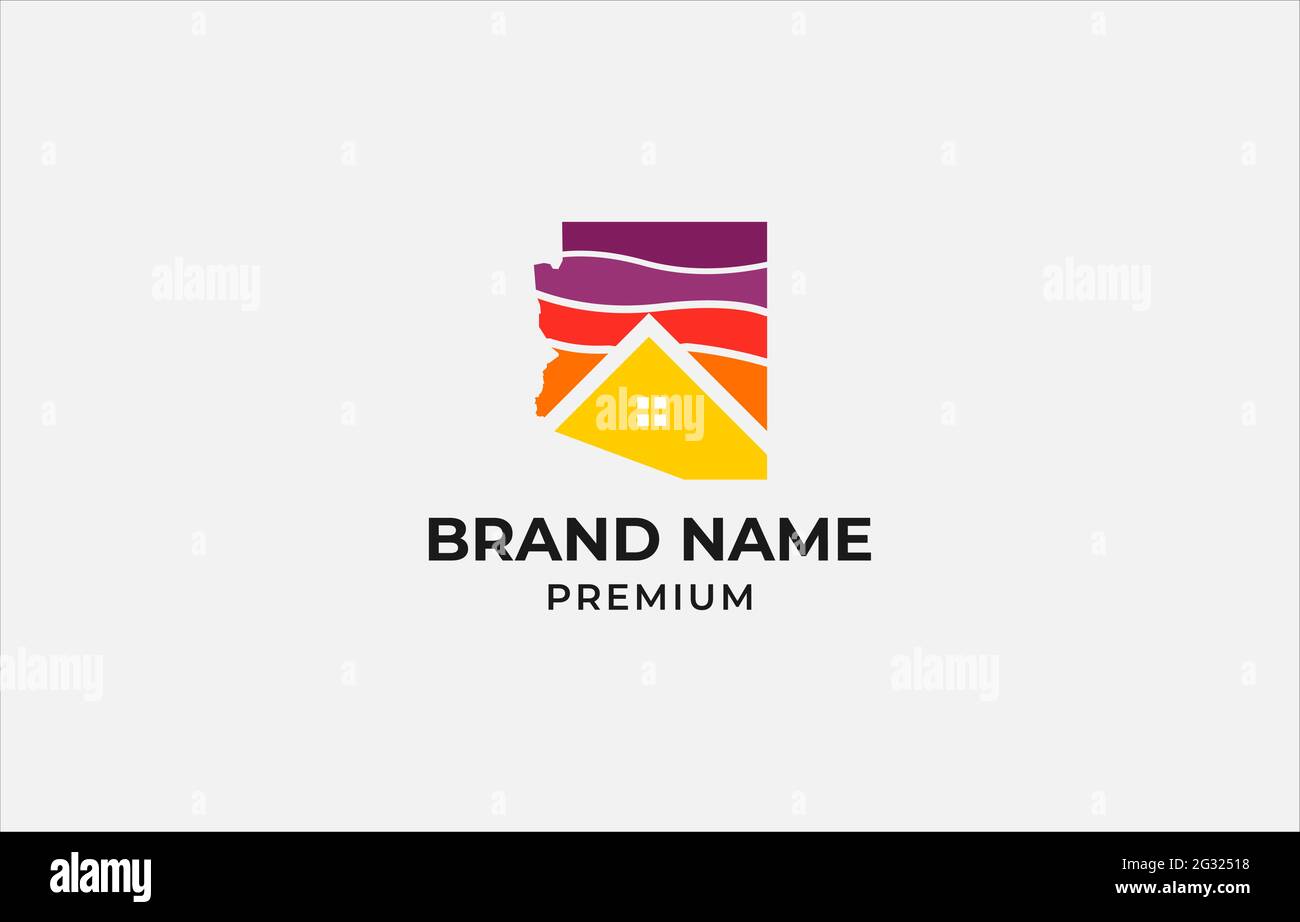 Arizona Map House Logo Vector Template suitable for real estate ...