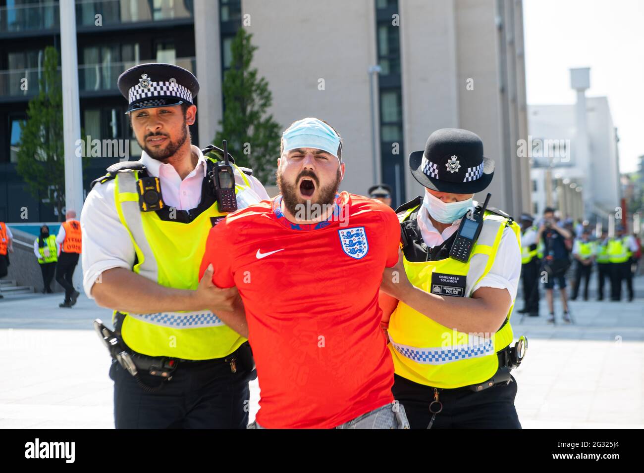 London, UK. 13th June, 2021. A fan arrested during the UEFA Euro 2020 ...
