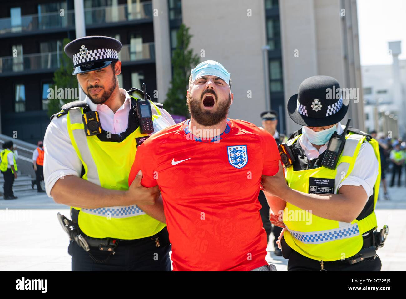 London, UK. 13th June, 2021. A fan arrested during the UEFA Euro 2020 ...