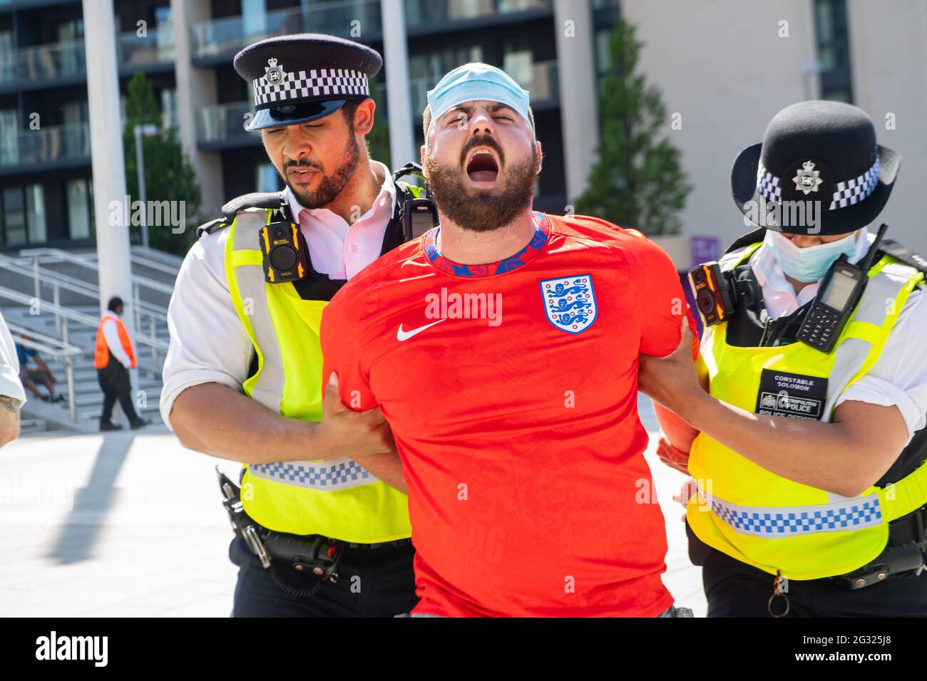 London, UK. 13th June, 2021. A fan arrested during the UEFA Euro 2020 ...