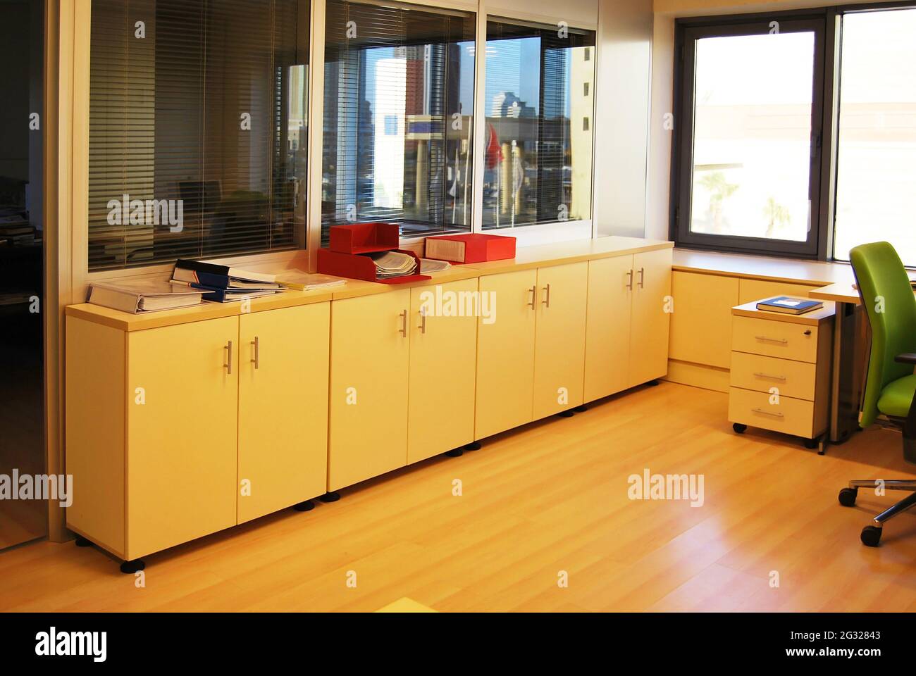 Modern and empty office, tables and chairs in the workplace, office ...