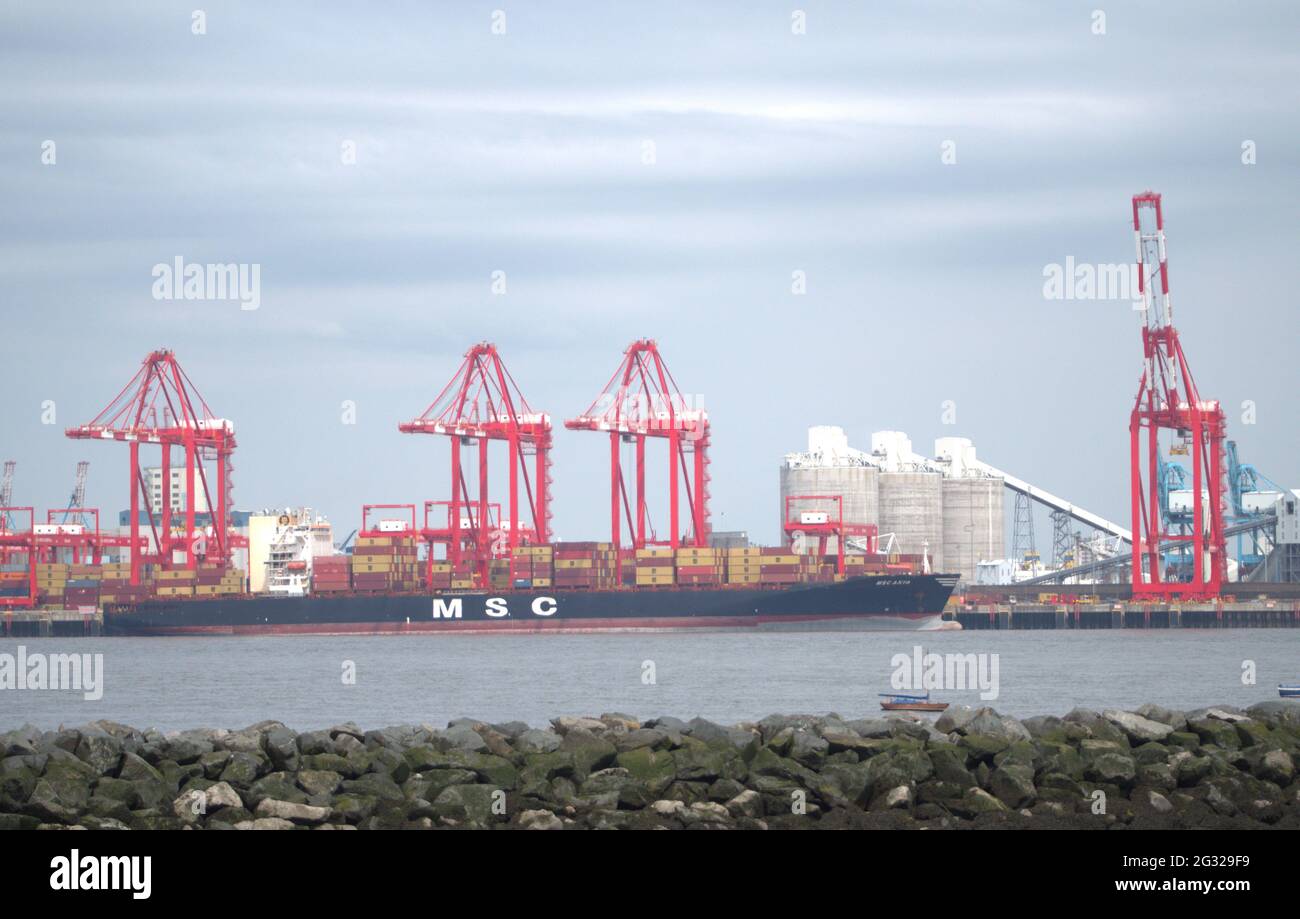 A cargo ship that carries all of its load in truck-size intermodal ...