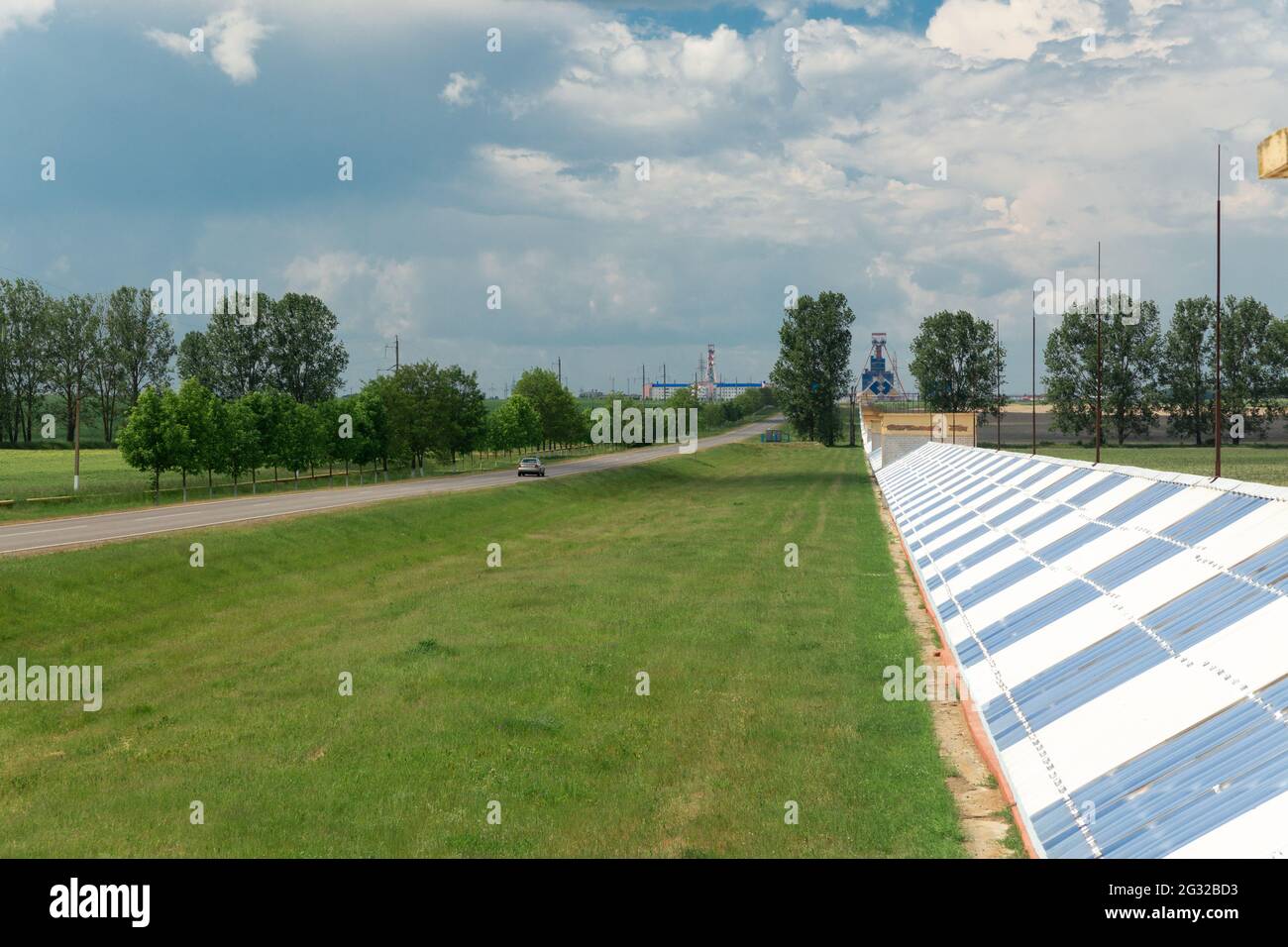 A conveyor with a length of several kilometers for transporting potash ...