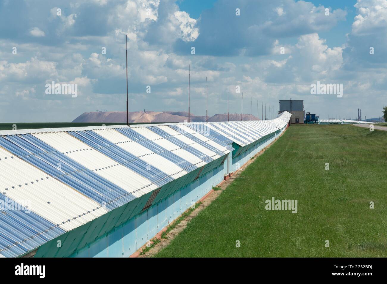 A conveyor with a length of several kilometers for transporting potash ...