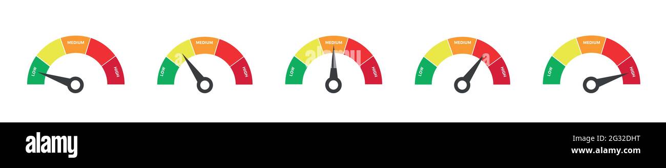 Speedometer measure in colorful flat design. Evaluation of service from ...
