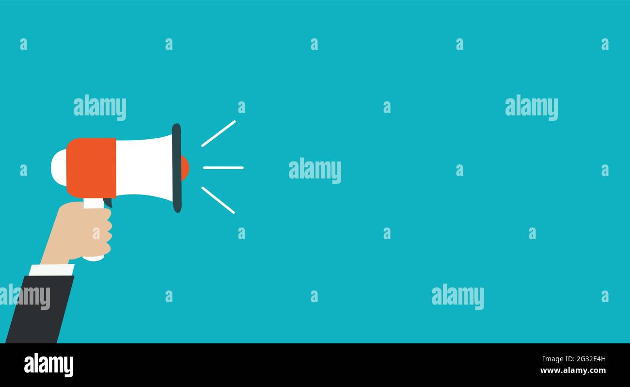 Loud megaphone message template with blank empty bubble speech Stock ...