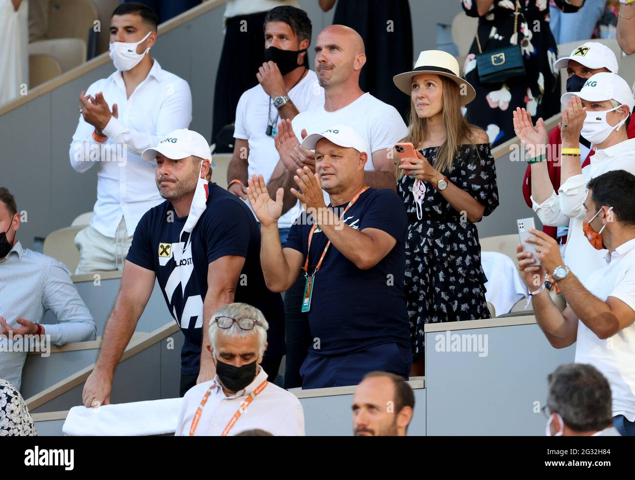 Paris, France. 13th June, 2021. From left, Miljan Amanovic, physio of ...