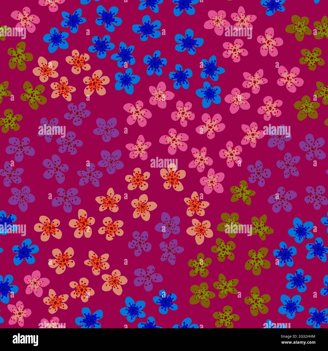 Seamless pattern with blossoming Japanese cherry sakura for fabric ...