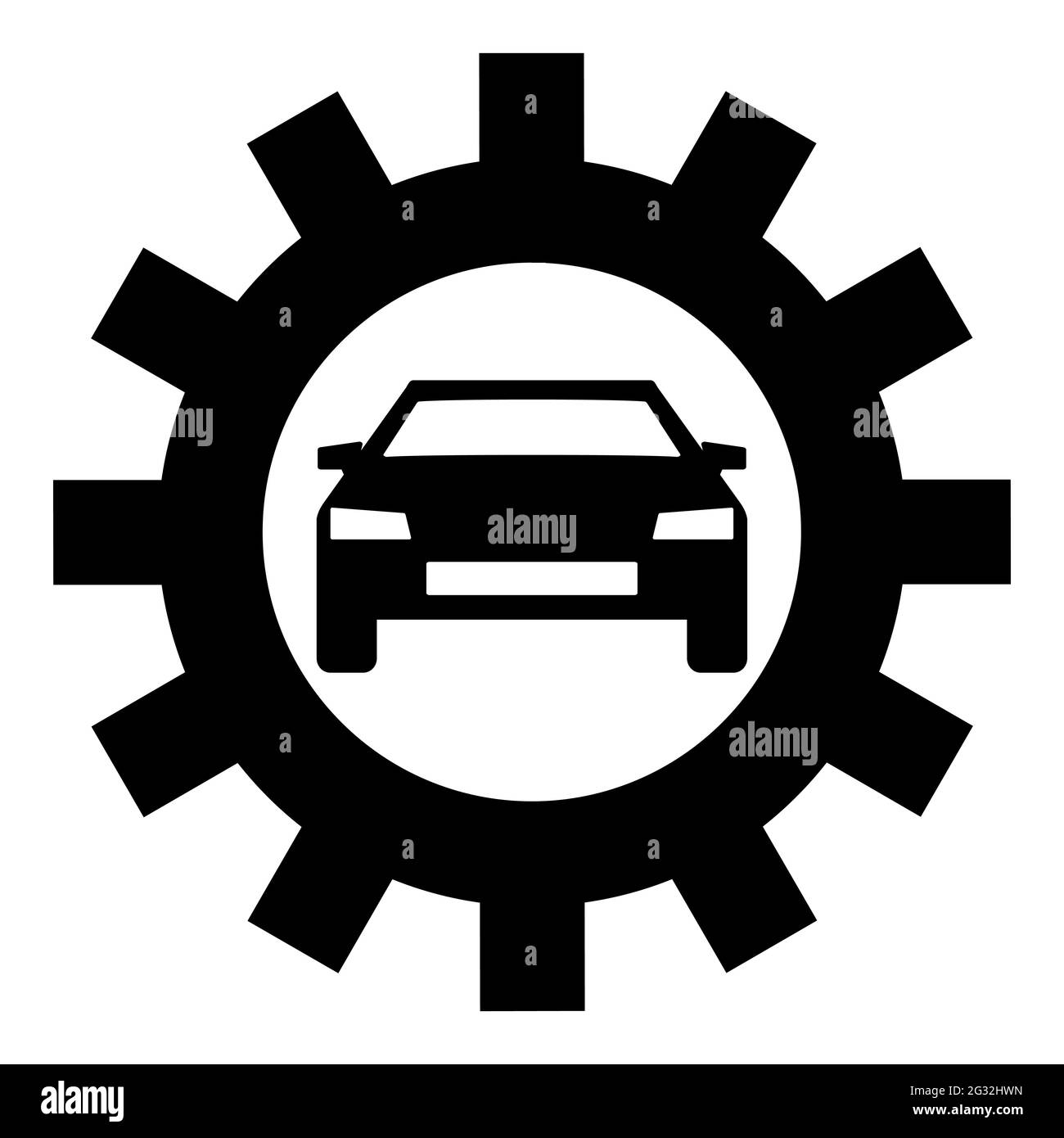 Simple black car service, auto repair vector icon isolated on white ...