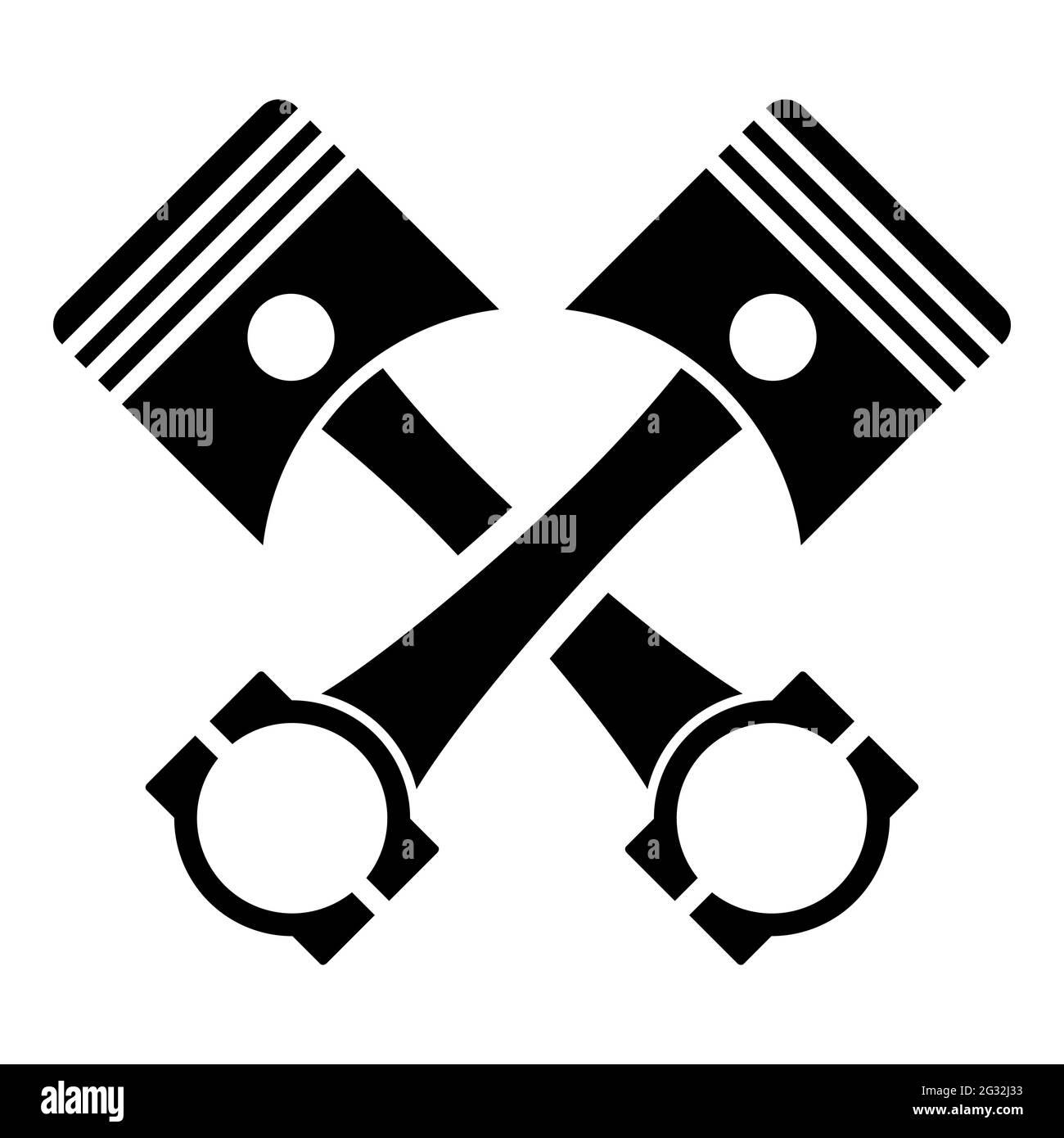 Simple black piston, engine service vector icon isolated on white ...