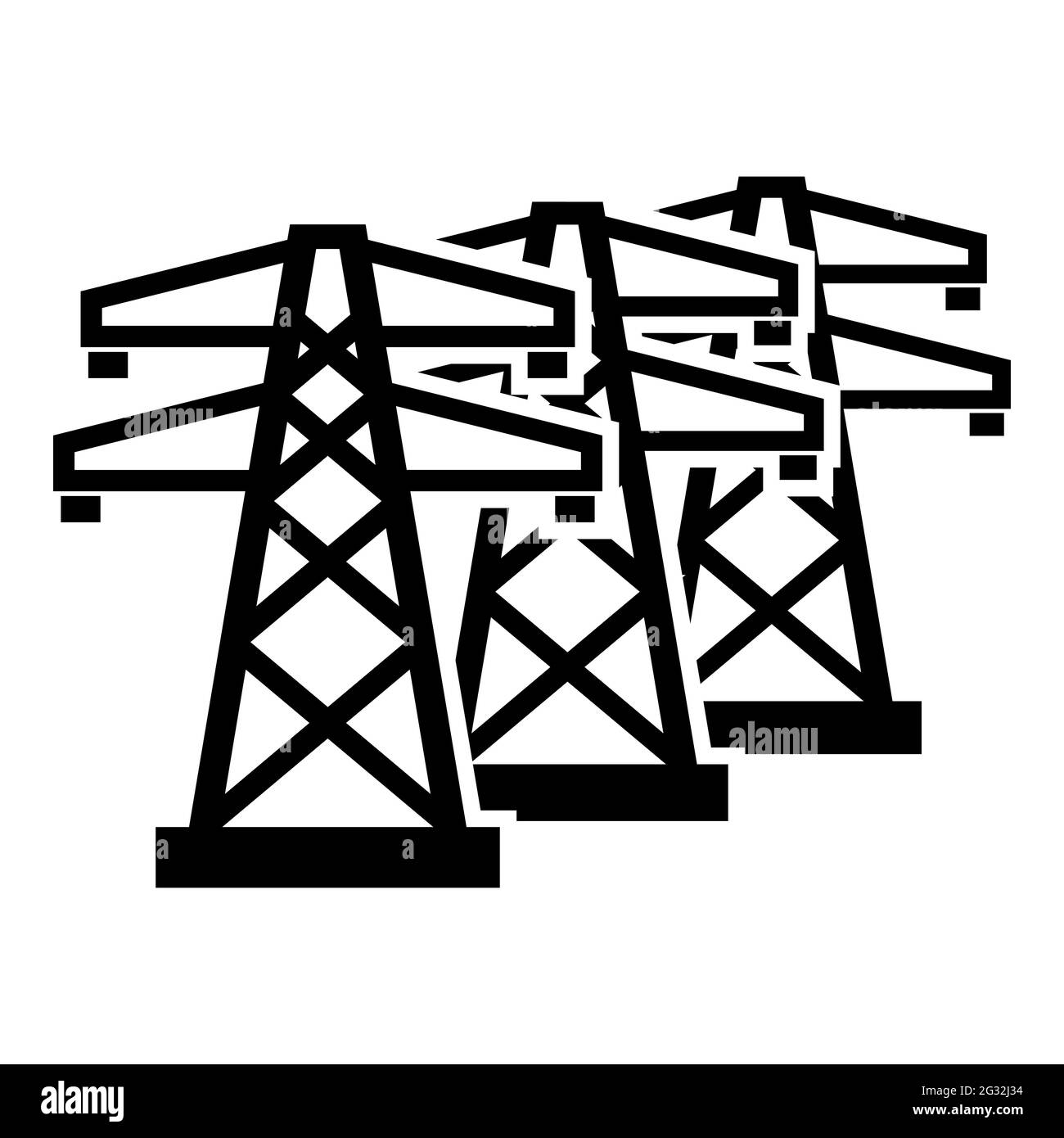 Simple black powerline, power, energy vector icon isolated on white ...